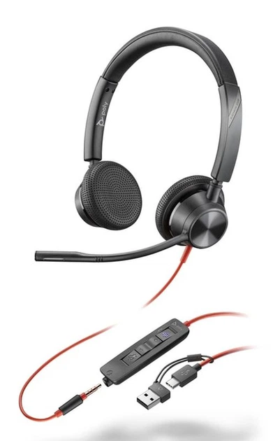 Гарнітура провідна Poly On-ear Blackwire 3325-M Black (8X222AA) купити ...