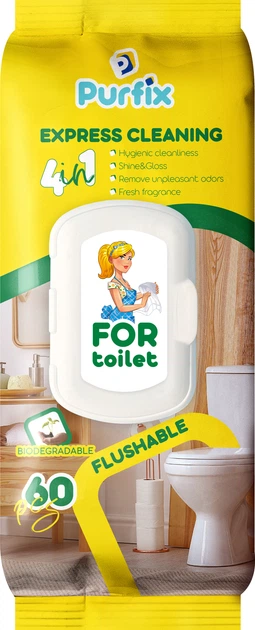 Господарчі вологі серветки Purfix для догляду за унітазом 2х60 шт ...