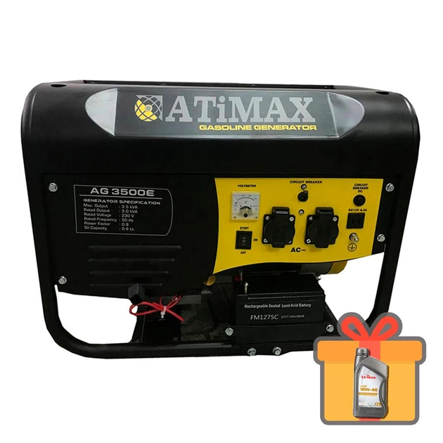 Генератор бензиновый бытовой электрический Atimax ag-3500-e 3,5 ква однофазный 220 вольт ...