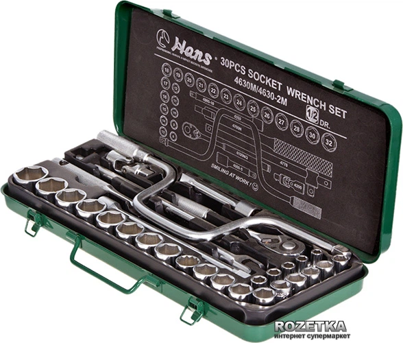 Набор головок Hans Tools 1/2" 6-гранных 8-32 мм 30 предметов (4630M ...