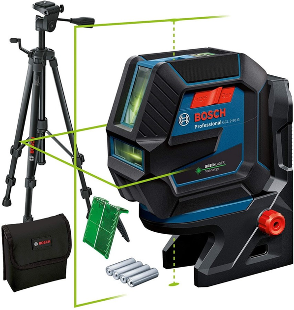 Нивелир лазерный Bosch GCL 2-50 G, до 15м, 0.3мм/м со штативом BT 150 ...