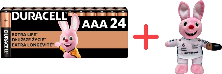 Лужні батарейки Duracell AAA (LR03) MN2400 24 шт + Plush Bunny 1 шт ...