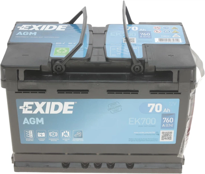 Автомобільний акумулятор Exide AGM 6СТ-70 (EK700) 70 А·год (-/+) Euro ...