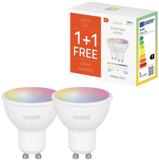 Умная Wi-Fi лампа Hombli Smart Spot 5W RGB GU10 2 шт. (8719323919310 ...