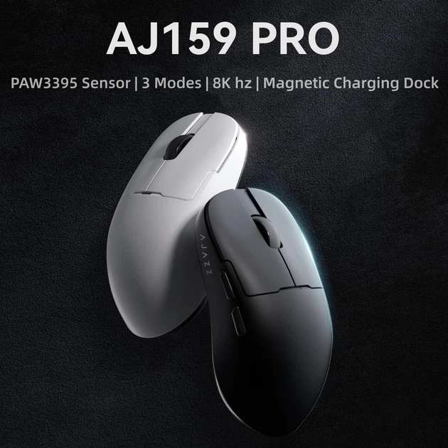 Бездротова легка магнітна миша Ajazz AJ159 PRO PAW3395 2.4G 26000 DPI RGB Біла – фото, відгуки ...