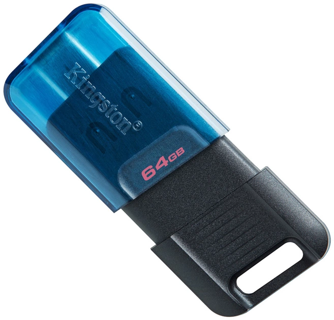 Флеш память USB Kingston DataTraveler 80 M 64GB USB Type-C Black/Blue ...