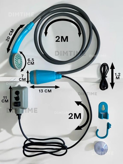 Портативний душ з насосом на акумуляторі AquaPulse, похідний переносний ...