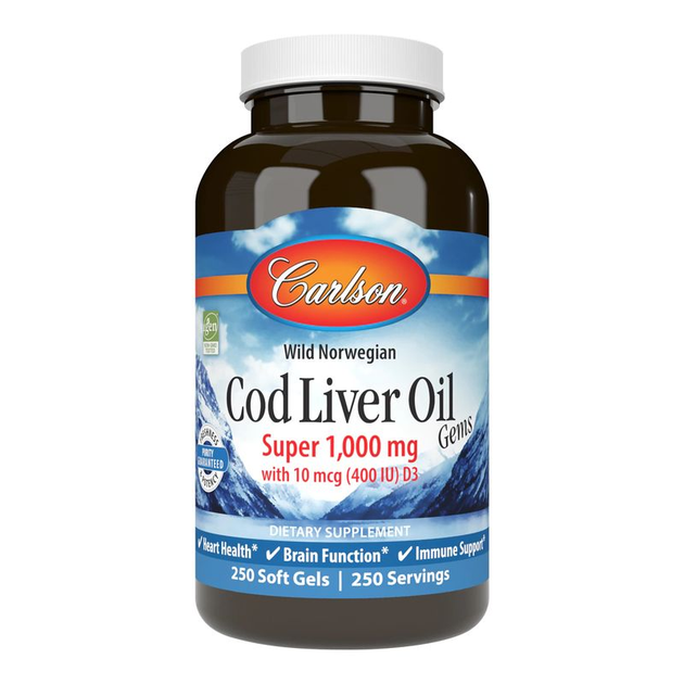 Жирные кислоты Carlson Labs Cod Liver Oil Gems Super 1000 mg, 250 ...