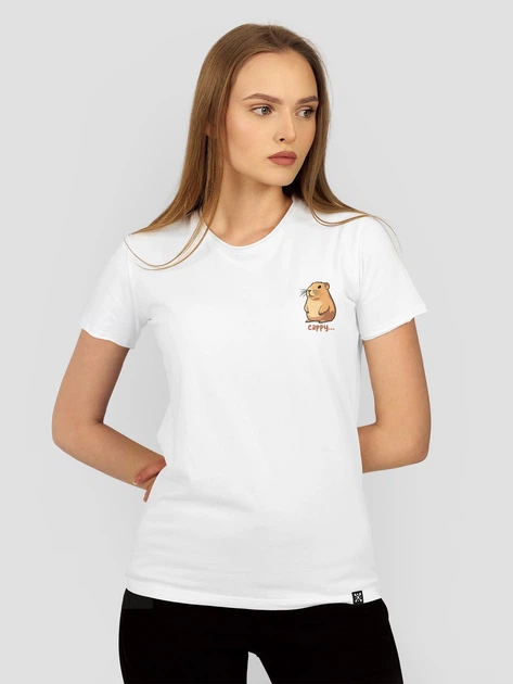 Футболка жіноча Dubhumans Mini Cappy (Капібара) Білий L (CAPMN-TW-W-L ...