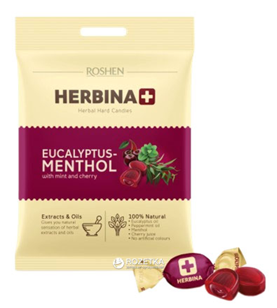 Леденцы карамельные с начинкой на травах Roshen HERBINA+ эвкалипт ...
