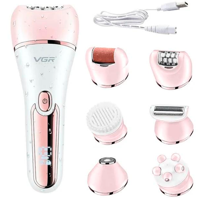 Эпилятор VGR 6 в 1 V-733, 12 насадок, IPX7, LED дисплей, розовый – фото, отзывы, характеристики ...