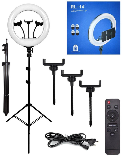 Набір Блогера Led Лампа Rl-14 36 Див + Штатив 2М + Тримачі Для Телефону Для Фото І Відео І Пульт ...