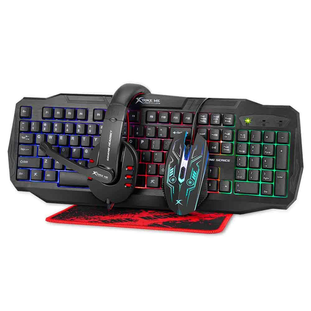 Игровой набор XTRIKE ME 4-в-1 клавиатура мышь наушники коврик Gaming ...