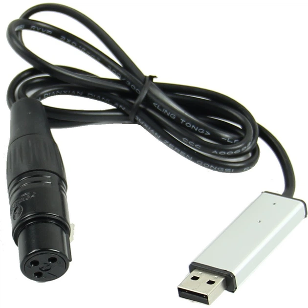 Кабель переходник USB to DMX 3-pin XLR мама DMX512 контроллер 1м Black ...