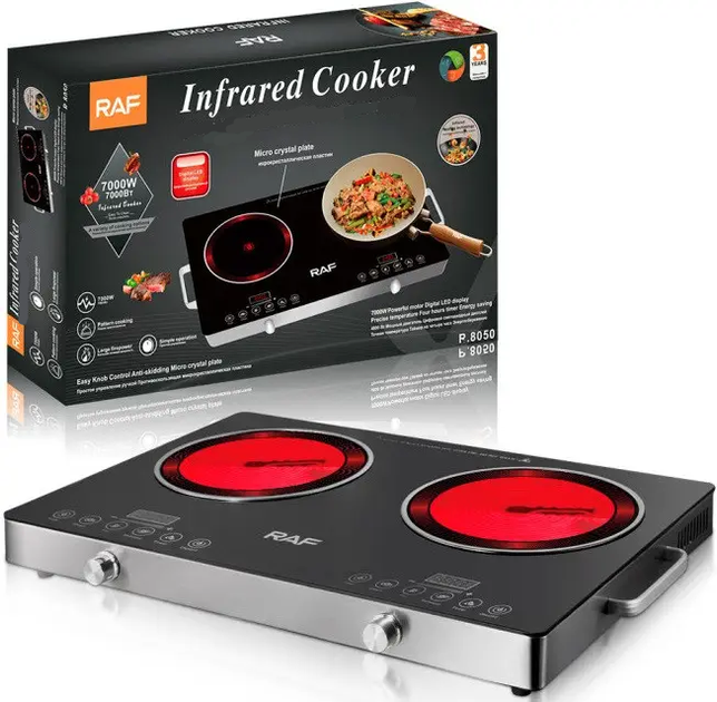Плита інфрачервона 7000 Вт двокомфоркова RAF-P8050 – фото, отзывы, характеристики в интернет ...