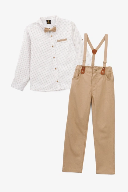 Костюм рубашка+штаны для мальчика Pitiki 3286 122 см Бежевый ...