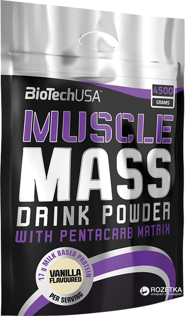 Гейнер BioTech Muscle Mass 4.5 кг Ваниль (5999076211500) – фото, отзывы ...
