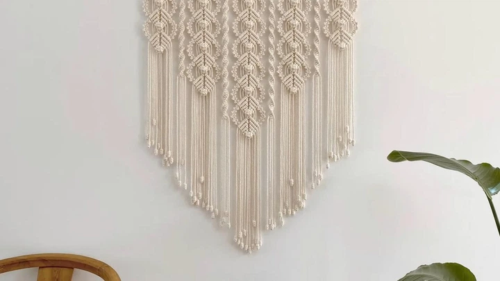 Натуральне настінне панно макраме Handmade 80 86 см в етно стилі декоративне панно фото