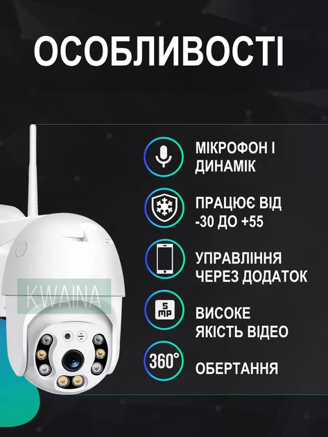Уличная IP камера видеонаблюдения день/ночь WIFI IP 360° 4MP поворотная ...