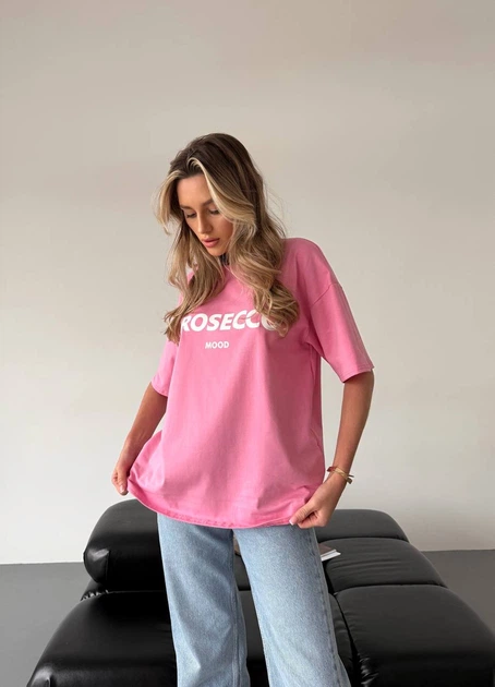 Женская свободная футболка оверсайз Prosecco mood SH318 цвет розовый ...