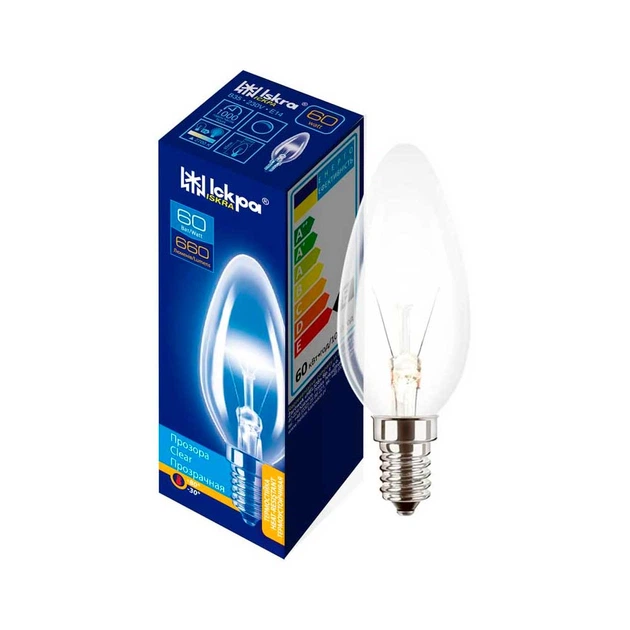 Лампа накаливания Искра ДС 60W E14 свеча прозрачная – фото, отзывы, характеристики в интернет ...