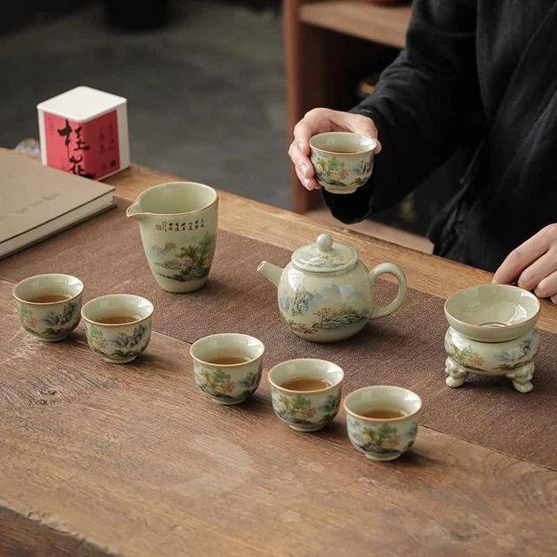 Набір посуду для чайної церемонії на 6 персон 10 предметів глазурована кераміка купити