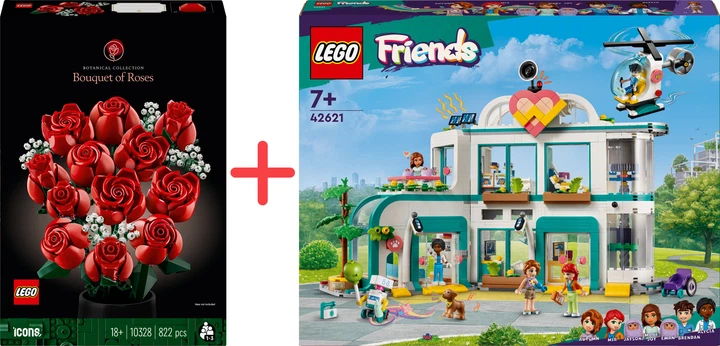 Набір конструкторів LEGO Botanicals Букет троянд 822 деталей + Friends ...