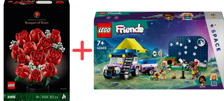 Набір конструкторів LEGO Botanicals Букет троянд 822 деталей + Friends ...