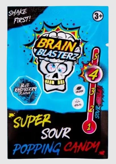 Кислі цукерки Brain Blasterz Super Sour Popping Candy Blue Raspberry ...