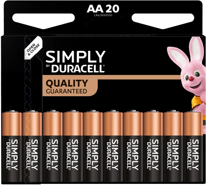 Лужні батарейки Duracell Simply AA (LR06) MN1500 mega pack 20 шт ...