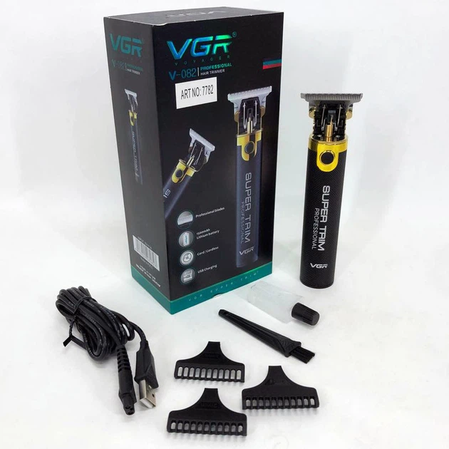Машинка для стрижки VGR V-082 аккумуляторная беспроводная профессиональная + 3 насадки триммер ...