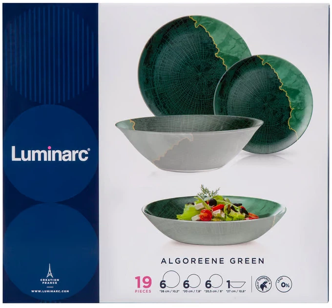 Столовий сервіз Luminarc Algoreene Green на 6 персон 19 елементов ...