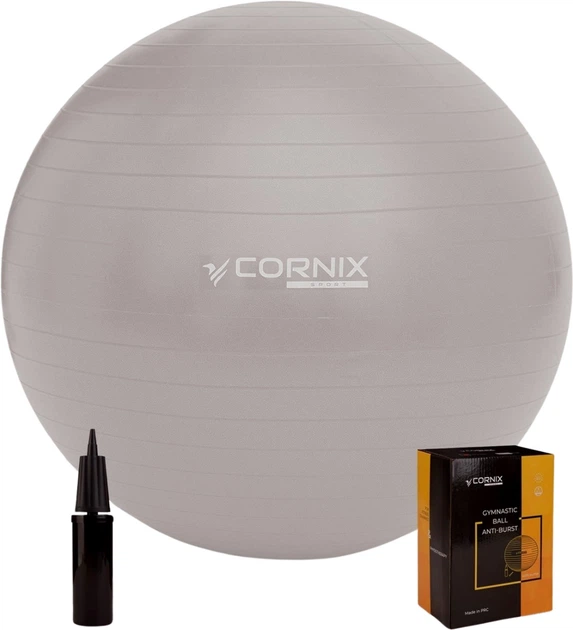 М'яч для фітнесу (фітбол) Cornix 75 см Anti-Burst Silver (XR-0365 ...