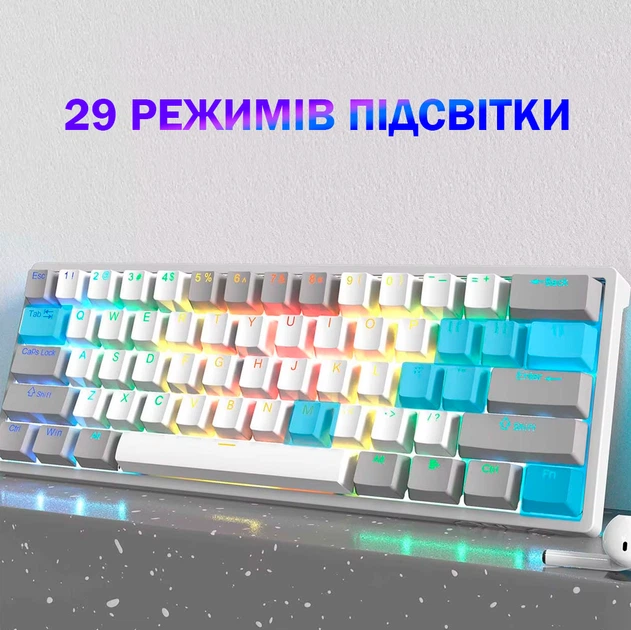 Клавіатура Механічна для Пк і ноутбука з HOT SWAP AULA 61 Keys з RGB ...
