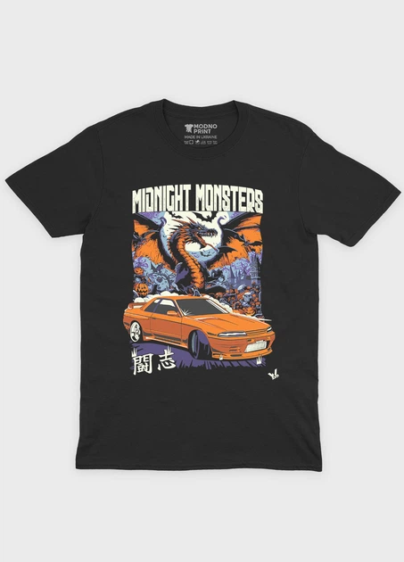 Футболка для дівчинки MODNO з авто-мото принтом "Midnight Monsters" 156-164 см Чорний (TS001-013 ...