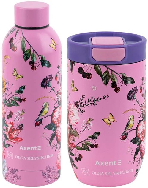 Набір Axent Olga Selyshcheva Summer3 Термос 500 мл + Термокружка 350 мл (SET_8721-4-A/OS ...