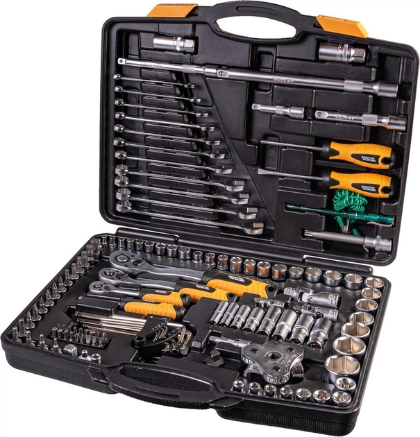 Набір інструментів MASTERTOOL PROFI ¼"&⅜"&½"&TORX 121 шт 4-13 мм 9-19 мм 20-32 мм Е8-Е20 ...