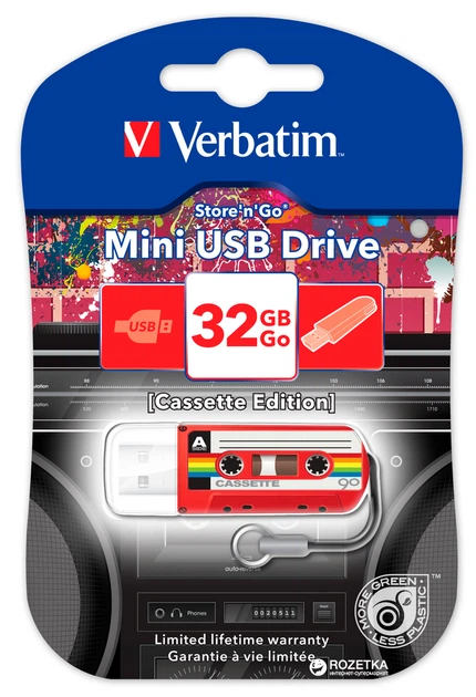 Флеш память USB Verbatim Store 'n' Go Mini Cassette Edition 32GB Red ...