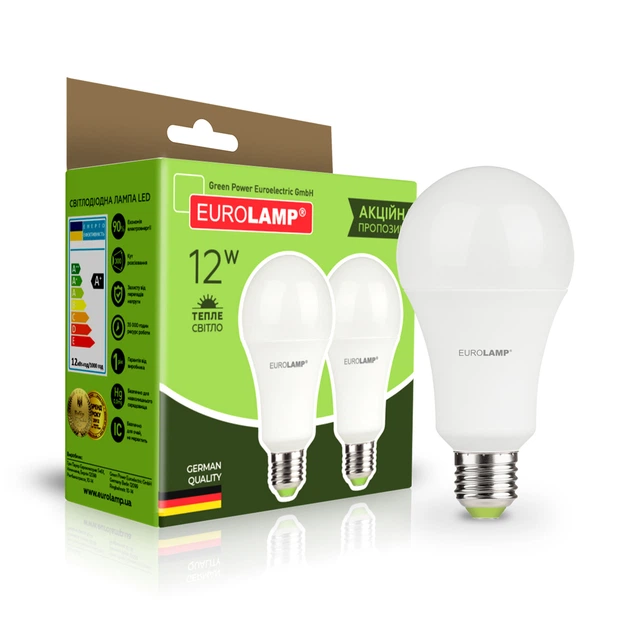 Светодиодная лампа Eurolamp LED E27 12W 3000K A60 (MLP-LED-A60-12272(E)) 2 шт – фото, отзывы ...