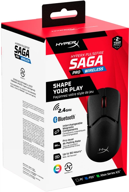 Миша HyperX Pulsefire Saga Pro Wireless/Bluetooth Black (A2PB2AA ...