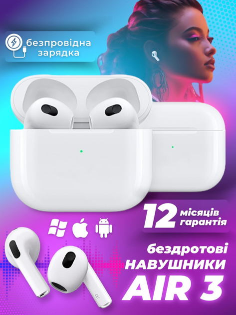 Безпроводные блютуз наушники Air 3 (3 поколение) чип Jerry для телефона ...