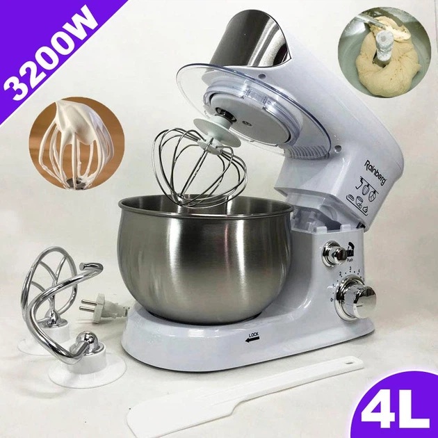 Настільний планетарний міксер із гаком для замісу крутого тіста Rainberg 3200W, Стаціонарний ...