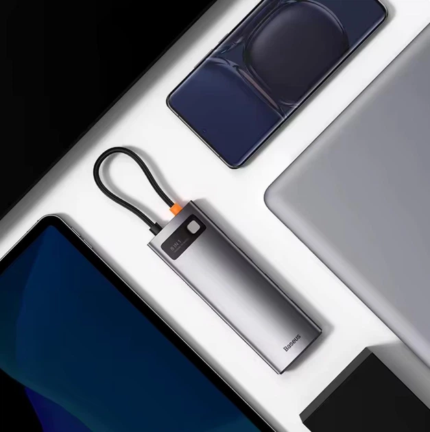 Перехідник Адаптер Хаб Baseus OH102 8 в 1 HDMI 4K 60Hz RJ45 1000Mb ...