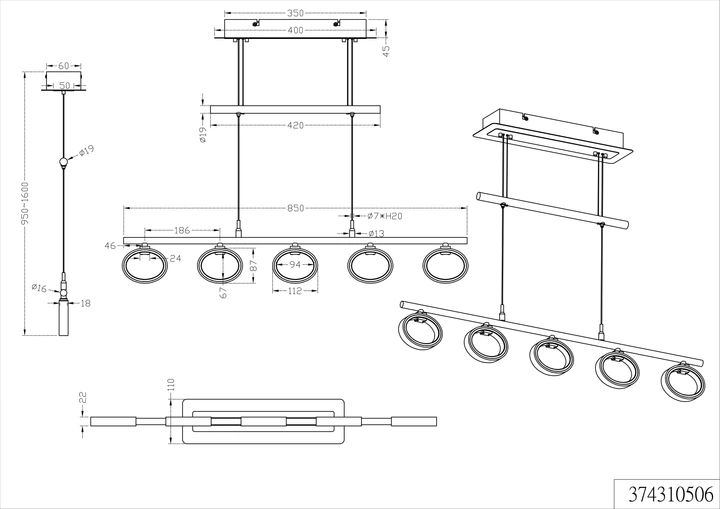 Люстра Trio Corland (374310506) – фото, отзывы, характеристики в ...
