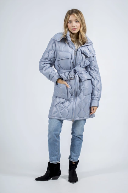 Жіночий пуховик з поліестером та пухом без хутра для зими Basic (блакитний, S), 46013, 27944 ...