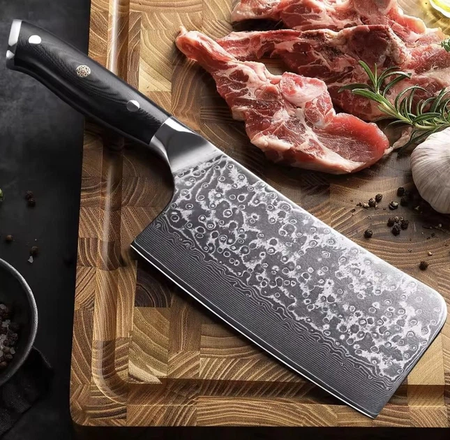 Японський ніж Santoku з дамаської сталі у подарунковій упаковці TURWHO BONE CHOPPER 7 ...