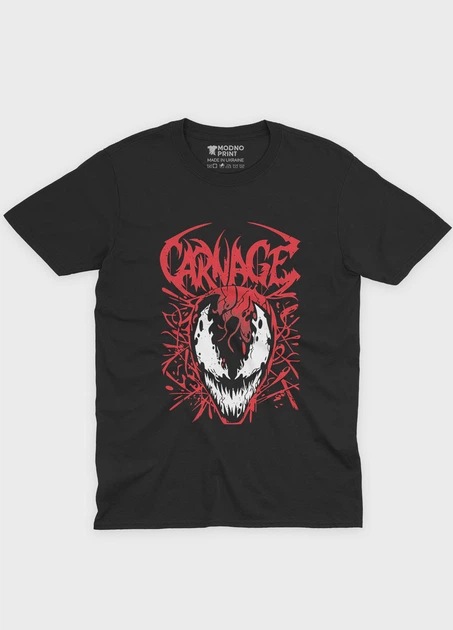 Жіноча футболка MODNO з принтом суперзлодія - Карнаж M Чорний (TS001-1-BL-006-023-001-F ...