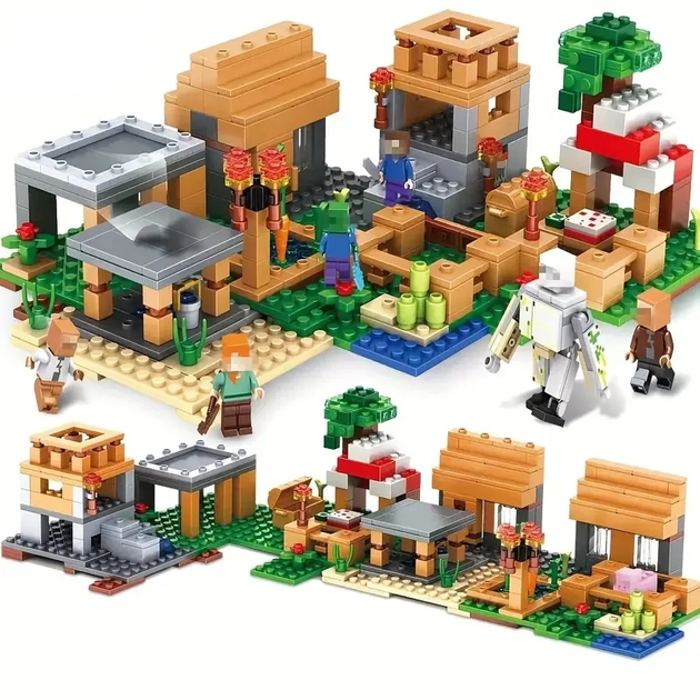Конструктор Minecraft 569 деталей SJ8802 Селище 6 в 1 Майнкрафт MineWorld My World – іграшки з ...