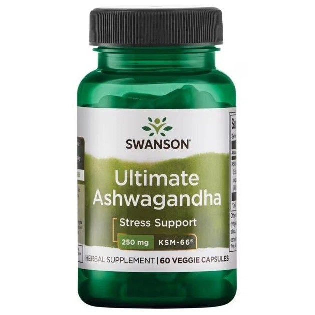Екстракт ашваганди Swanson Ashwagandha Ultimate 250 mg, 60 вегакапсул ...