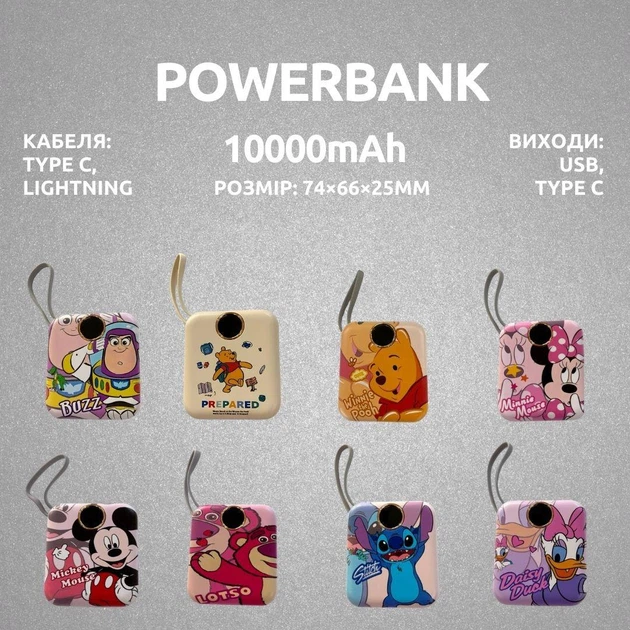 Павербанк с быстрой зарядкой 10000мАч, Power Bank с двумя встроенными ...